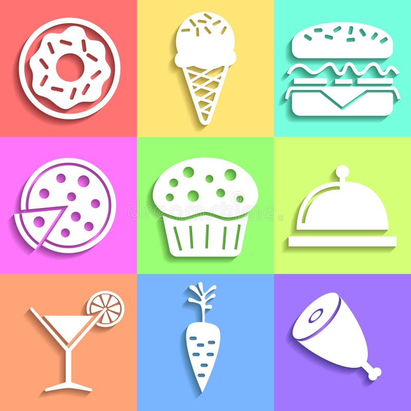 Set of flat Food icons stock vector. Illustration of meat - 37134531