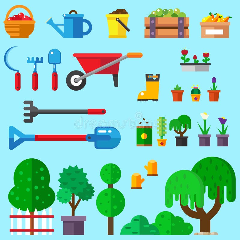 Set of Flat Gardening Icons Stock Vector - Illustration of field ...