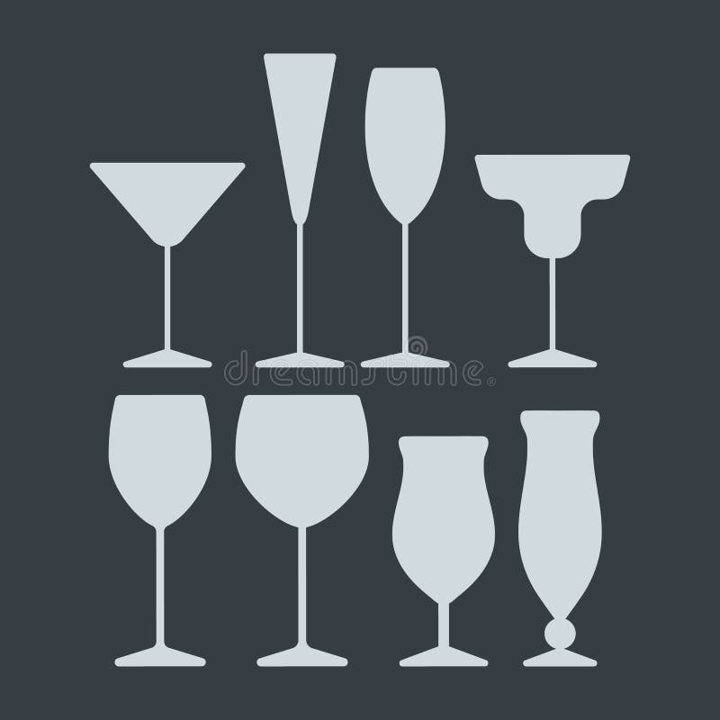 Set of flat glass icons stock vector. Illustration of cocktail - 76306572