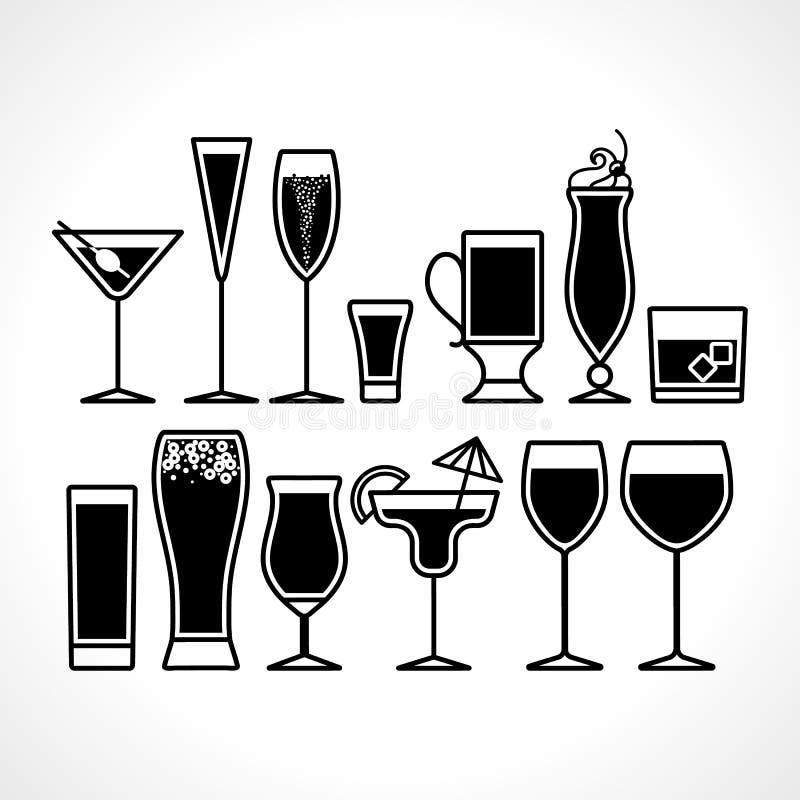 Set of flat glass icons stock vector. Illustration of graphic - 76306587