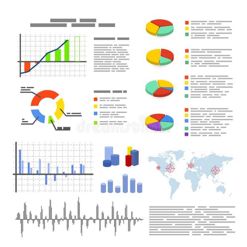 Set of Flat Graphics and Diagrams, Infographic Elements Isolated on ...