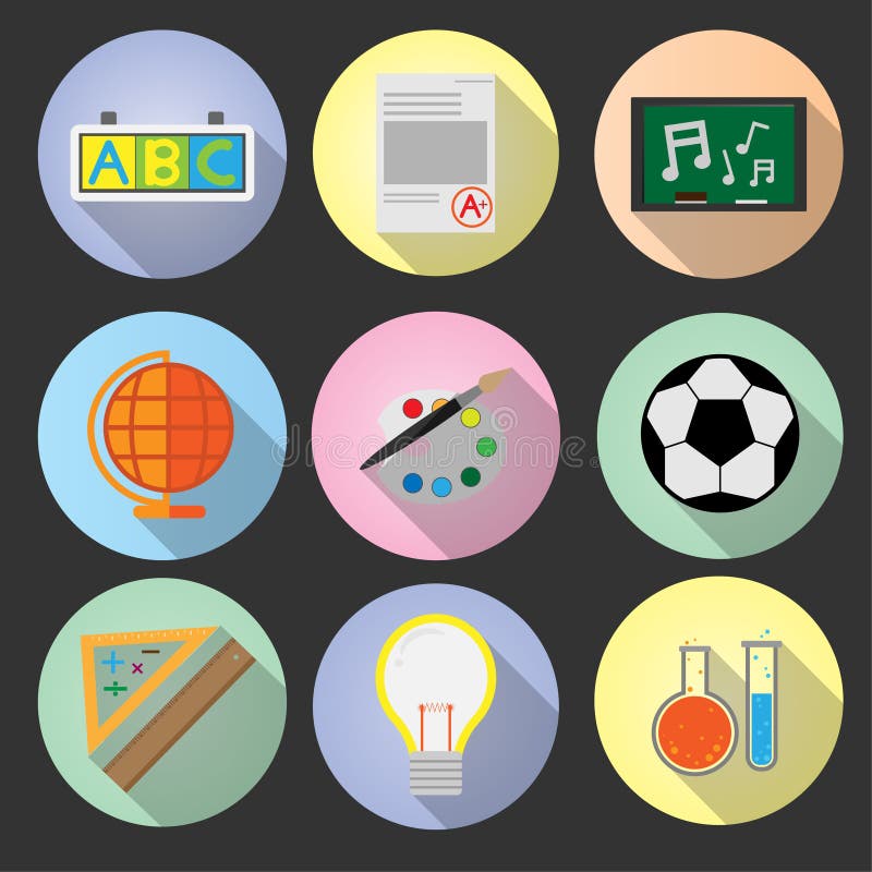 Education Long Shadow Icons Stock Vector - Illustration of blackboard ...