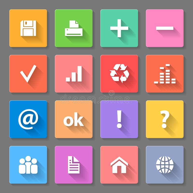 Flat UI Design Elements - Set of Basic Web Icons Stock Vector ...