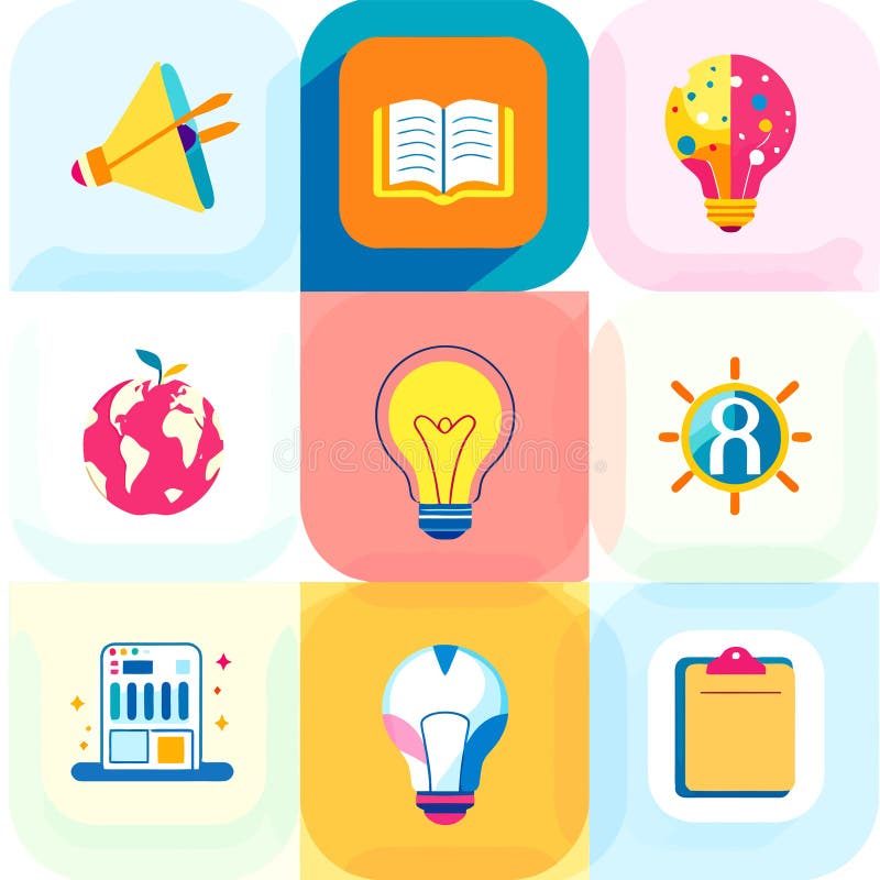 A Set of Flat Icons with Different Types of Icons Stock Vector ...