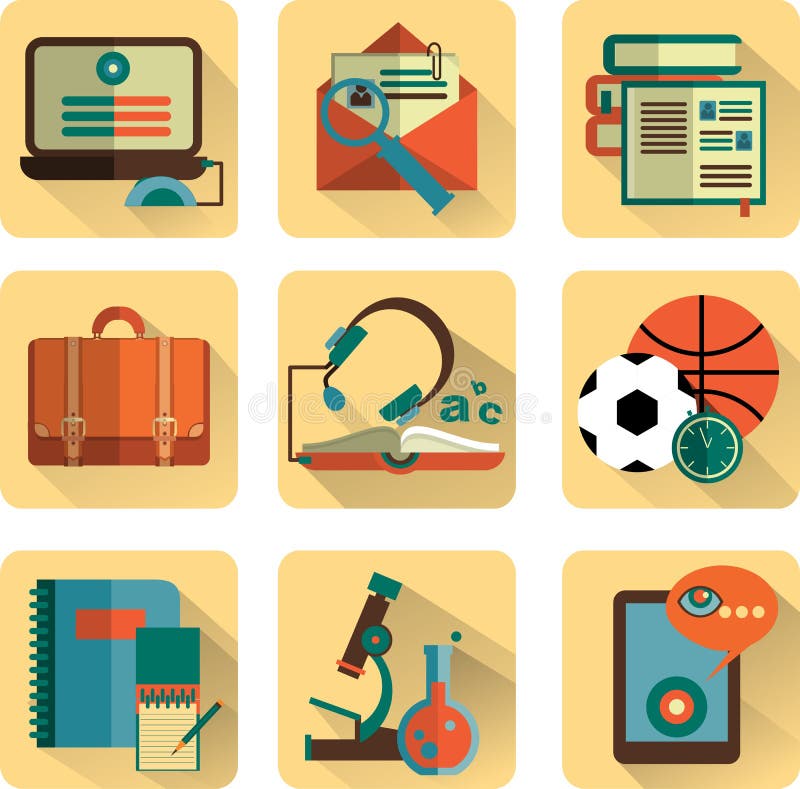 Set of Flat Icons of Education Stock Illustration - Illustration of ...