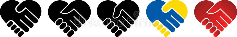 Set of Icons of Handshakes in the Form of a Heart As a Concept of ...