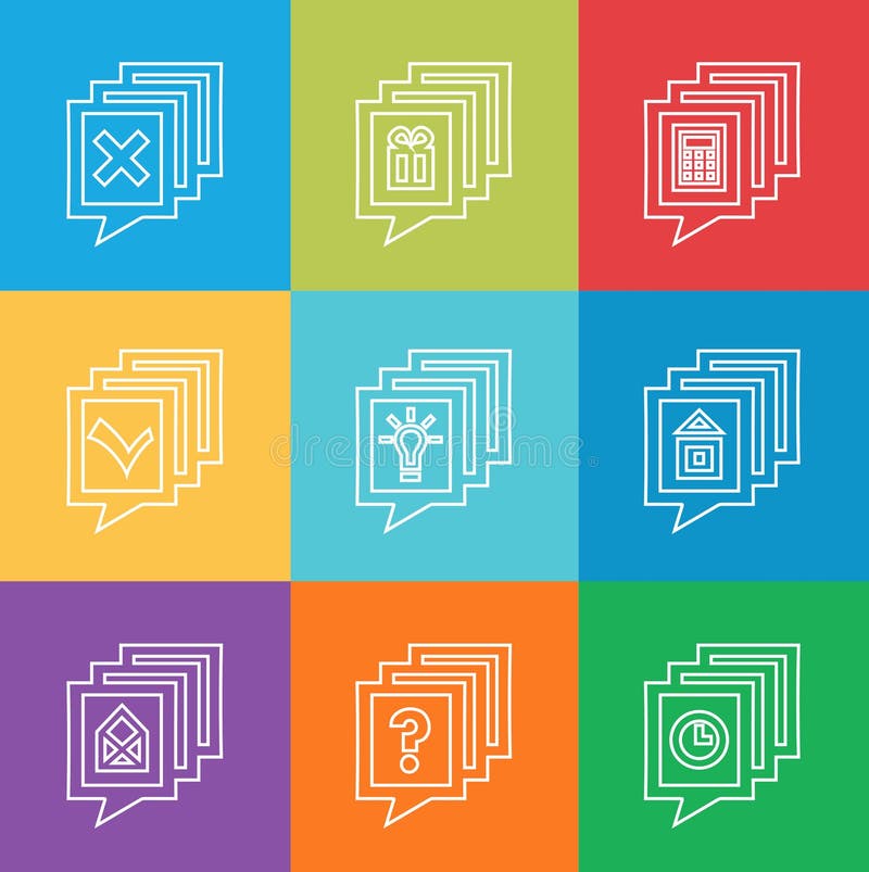 Set of Flat Icons. Linear Collection of Web Symbols. Stock Vector ...