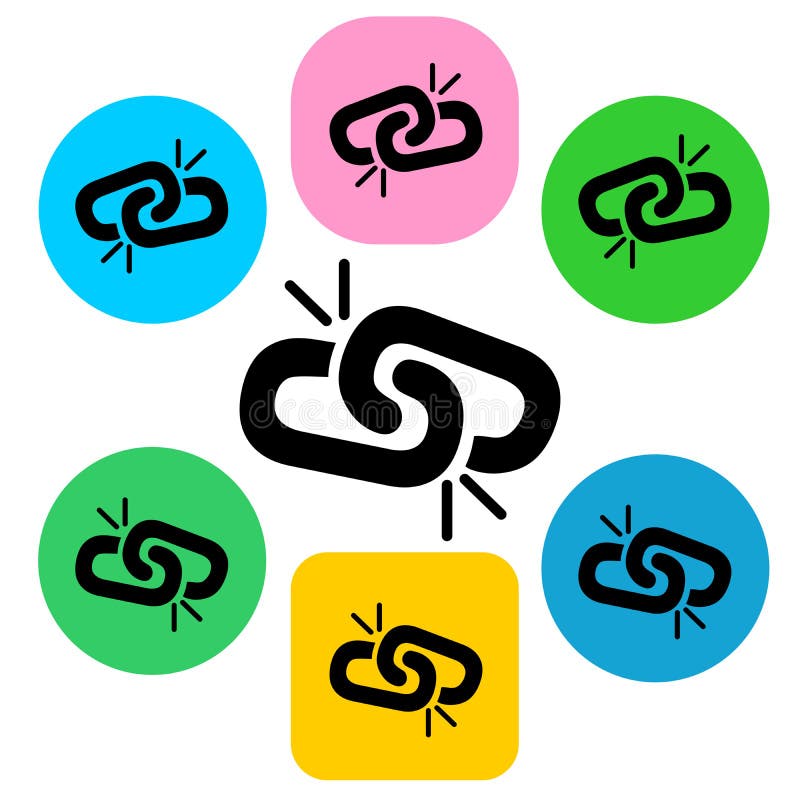 Set of Flat Icons the Link Break or Broken Connection. Stock Vector ...