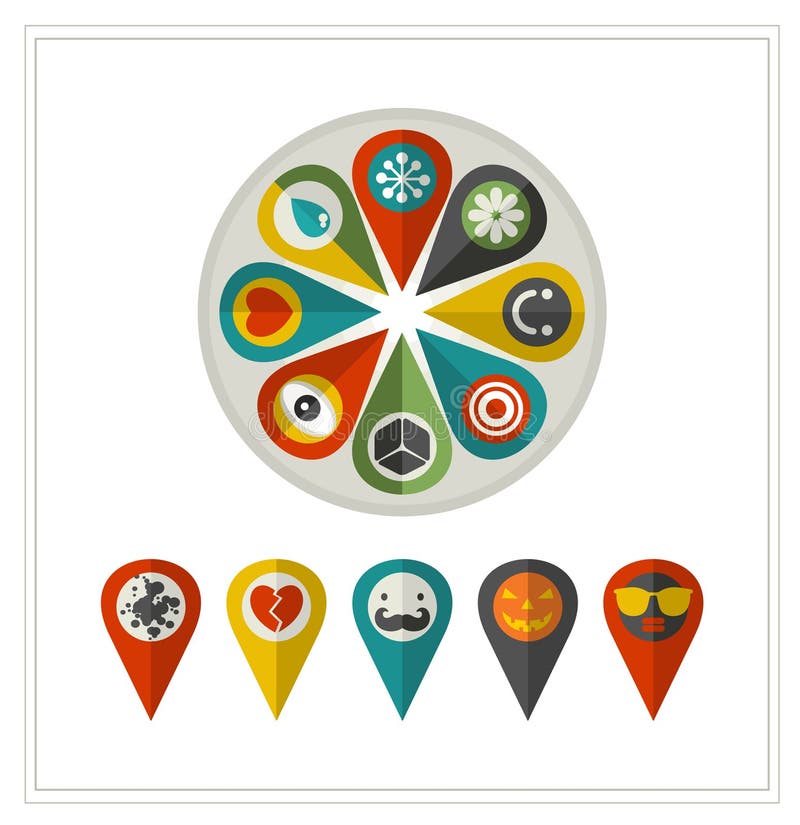 Set of Flat Icons Location. Stock Illustration - Illustration of ...
