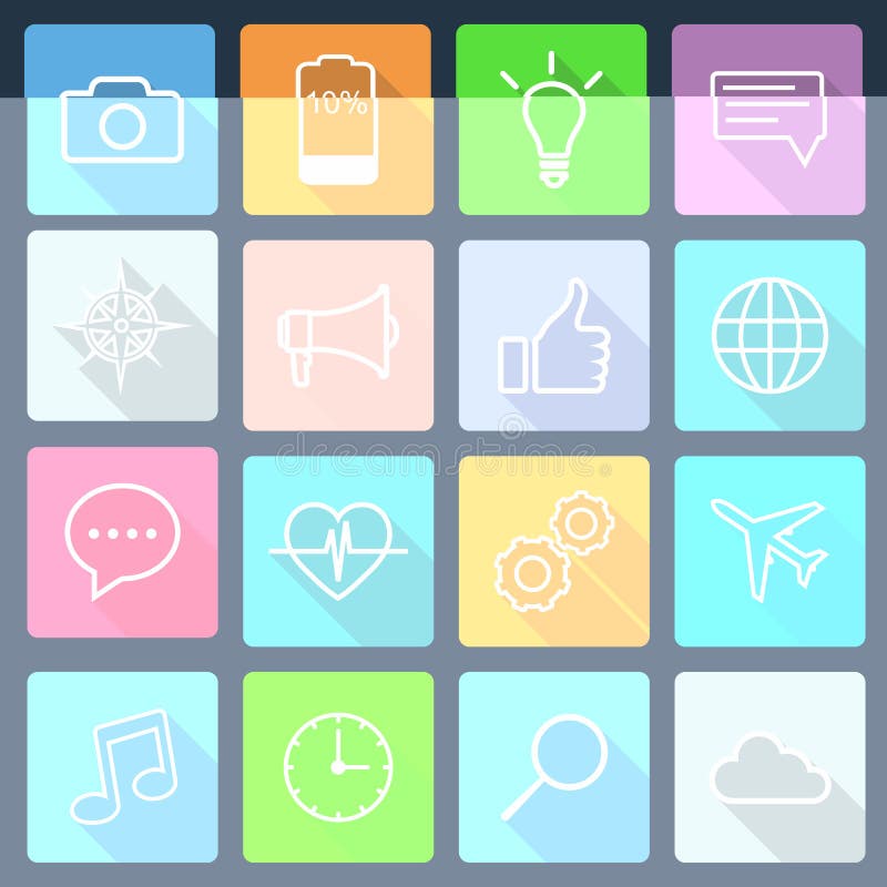 Set of Flat Icons for Mobile App and Web Stock Vector - Illustration of nature, like: 121856676