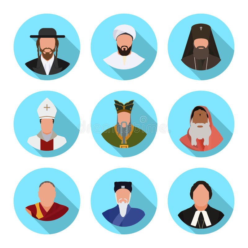 Set of Flat Icons Representatives of Religious Denominations in the ...