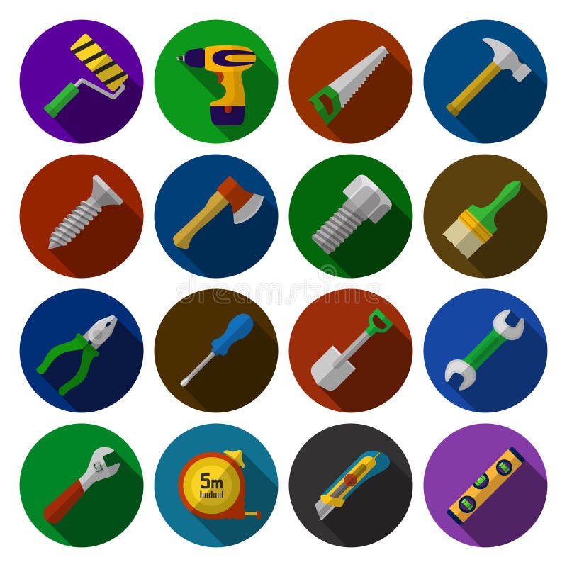 Set of Flat Icons with Toy Work Tools in Flat Design Stock Vector ...