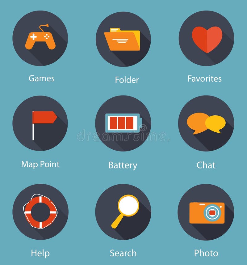 Set of Flat Icons Vector Illustration Stock Vector - Illustration of ...