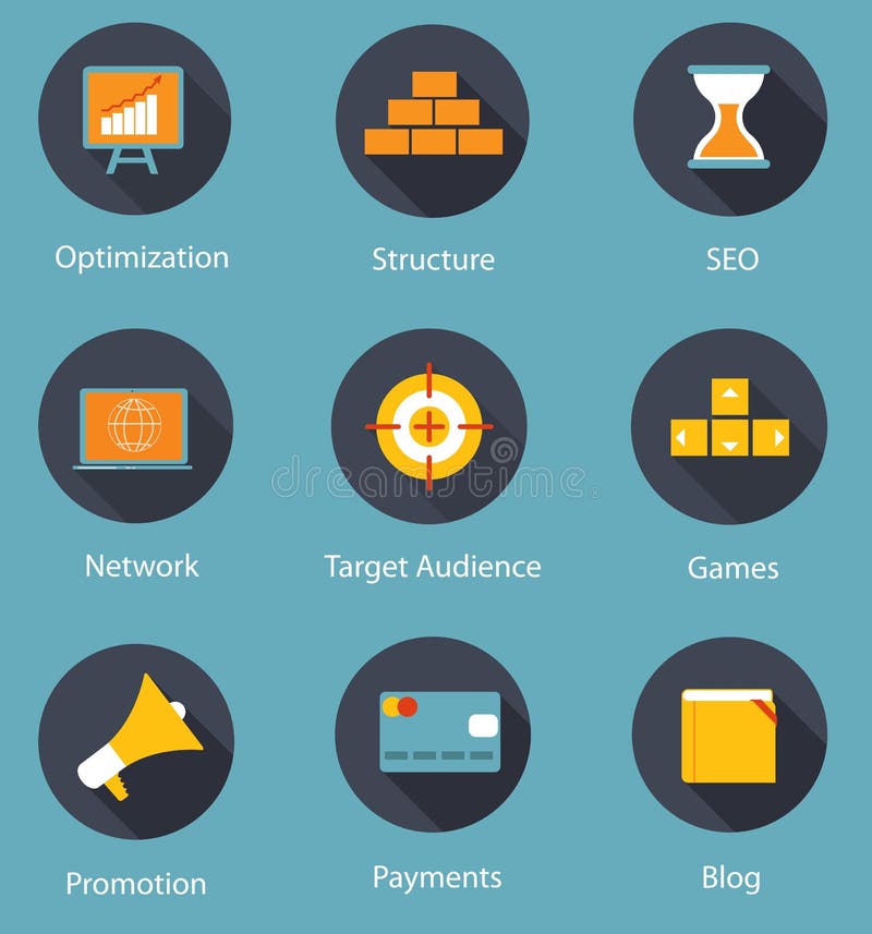 Set of Flat Icons Vector Illustration Stock Vector - Illustration of ...