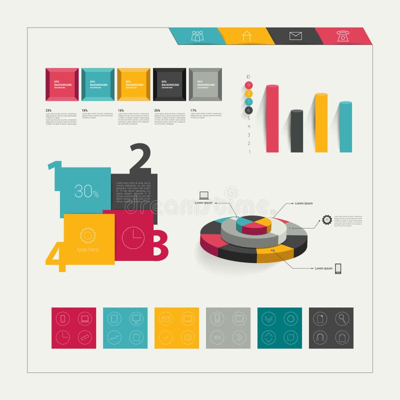 Set of Flat Infographic Elements. Stock Vector - Illustration of ...