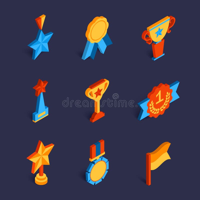 Isometric Trophy in Two Different Versions Stock Vector - Illustration ...