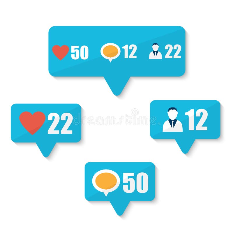 Set of Flat Like, Follower, Comment Icons Stock Vector - Illustration ...