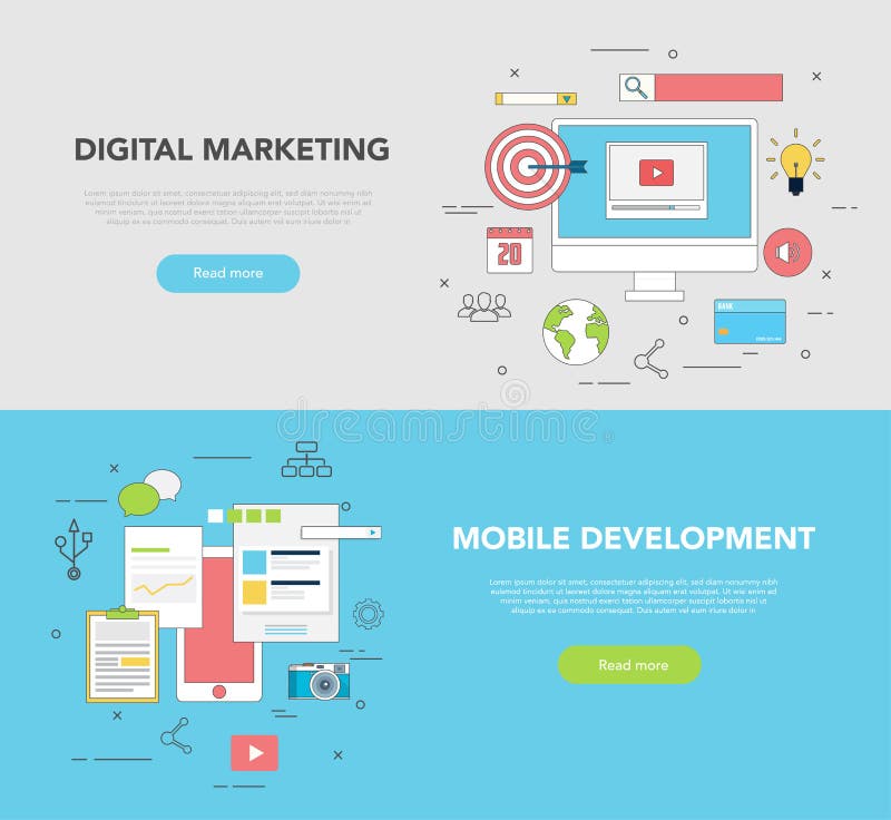 Set of Two Web Banners Design Concept for Digital Marketing and Web ...
