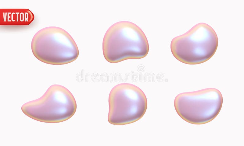 Set of Flat Liquid Drops of Different Shapes of Objects Realistic 3d ...