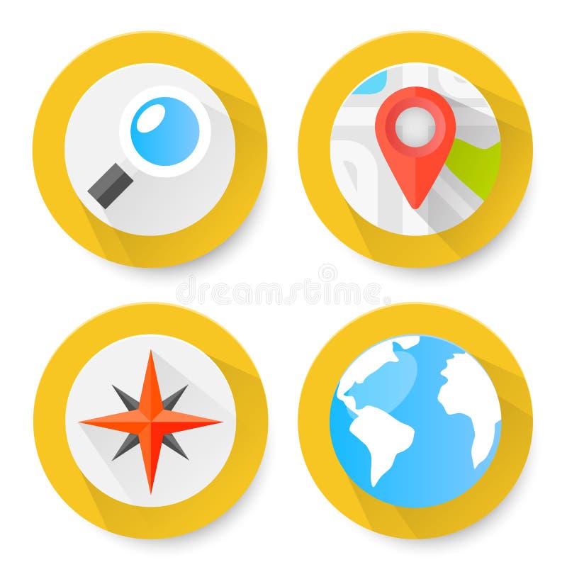 Set of flat location icons stock vector. Illustration of marker - 50036270