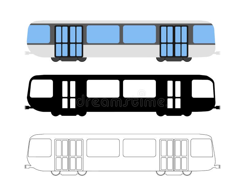 Set of Flat Metro Icon. Cartoon, Outline, Silhouette Vector ...