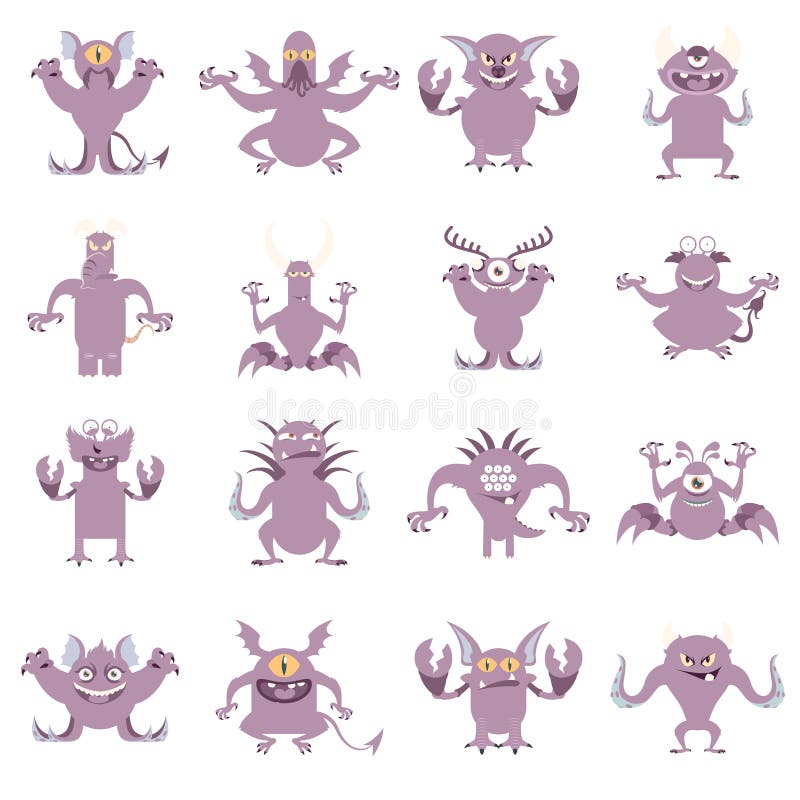 Set of flat monster icons stock vector. Illustration of flat - 78508532