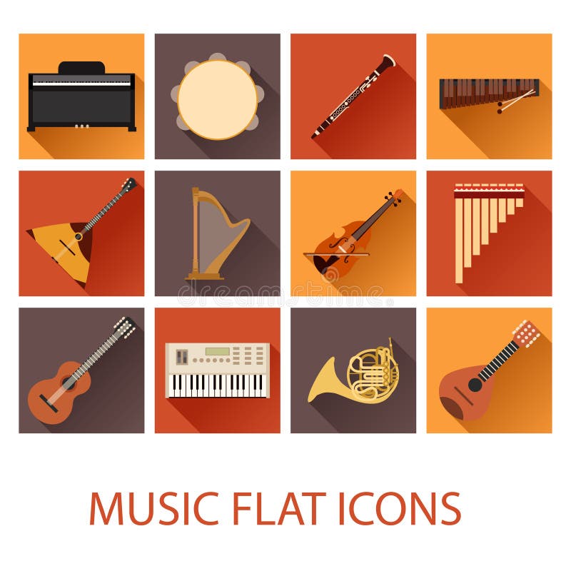 Classical Music Instruments Flat Icons Vector Illustration Stock Vector ...