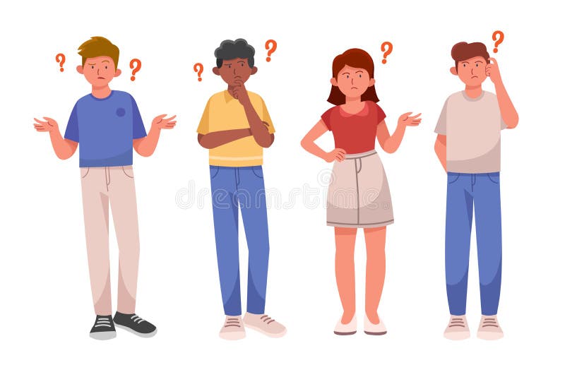 Set of Flat People Asking Questions Vector Illustration. Stock Vector ...