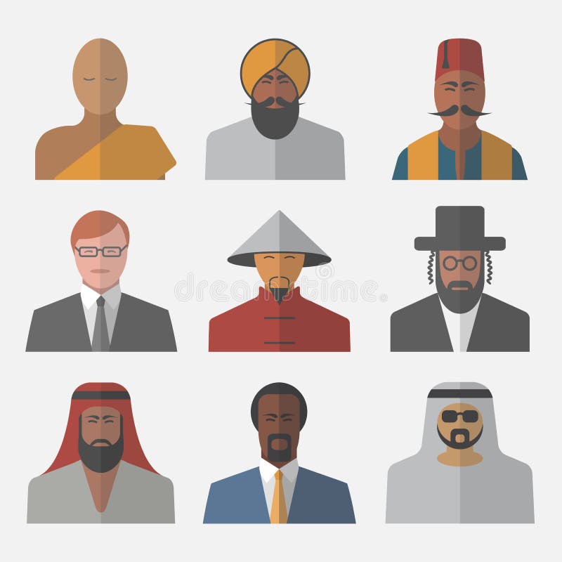 Set of Flat People Icons. Different Nationalities Stock Vector ...