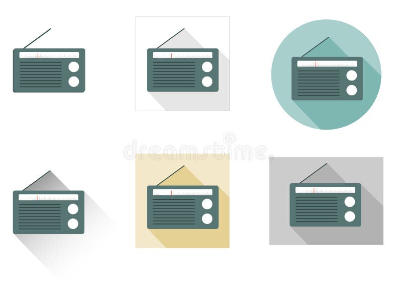 Set of 6 flat radio icons stock vector. Illustration of broadcasting ...
