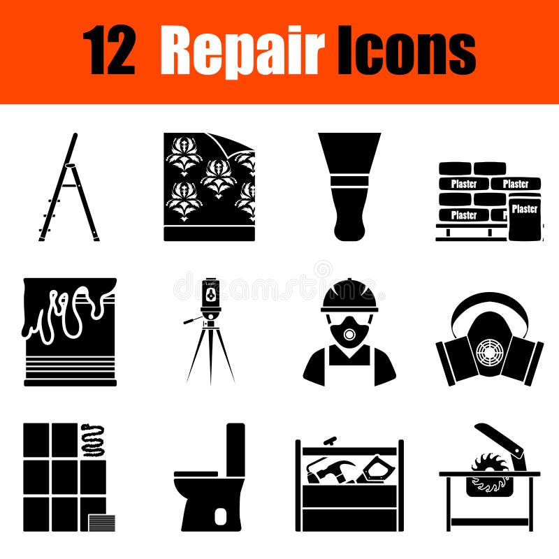 Set of repair icons stock vector. Illustration of collection - 142226711