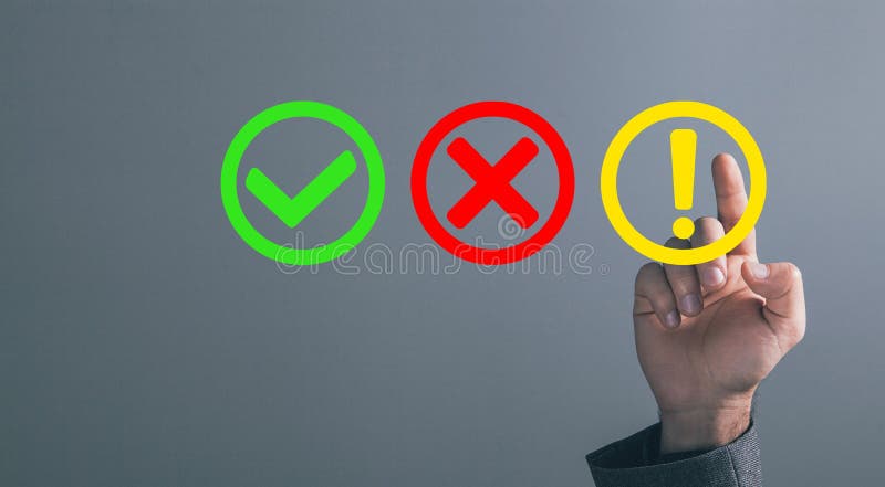 Set of Flat Round Check Mark, Exclamation Point, X Mark Icons, Buttons ...