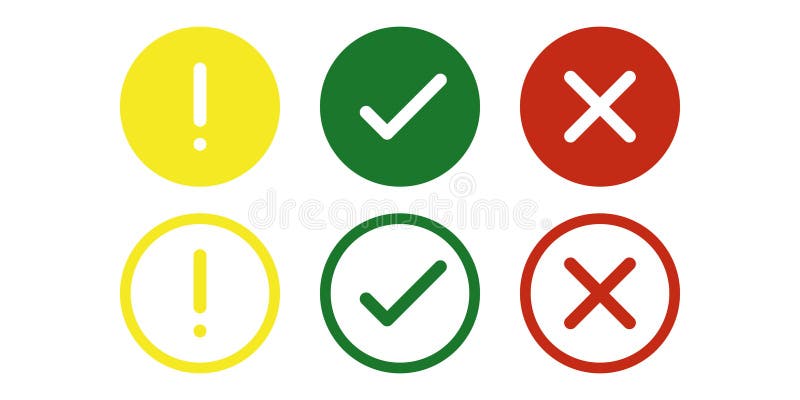 Set of Flat Round Signs. Exclamation Point, Yes, No Stock Vector ...
