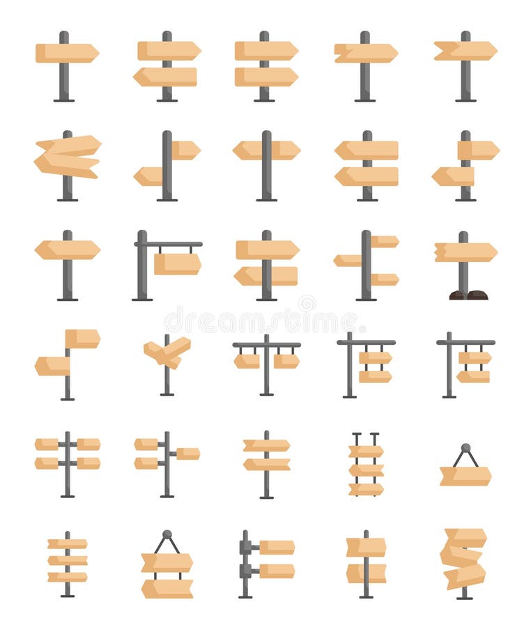 Set of Flat Signboard Icons Stock Vector - Illustration of signage ...