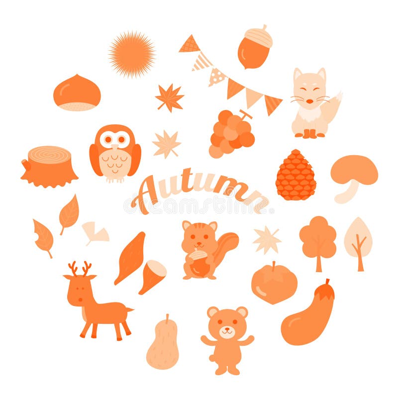 A Set of Flat and Simple Autumn Motifs Stock Illustration ...