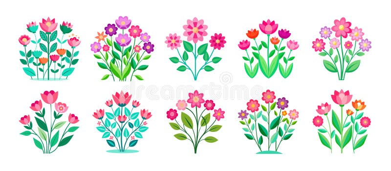 Set of Flat Simple Flower Bucket Design Vector Stock Vector ...