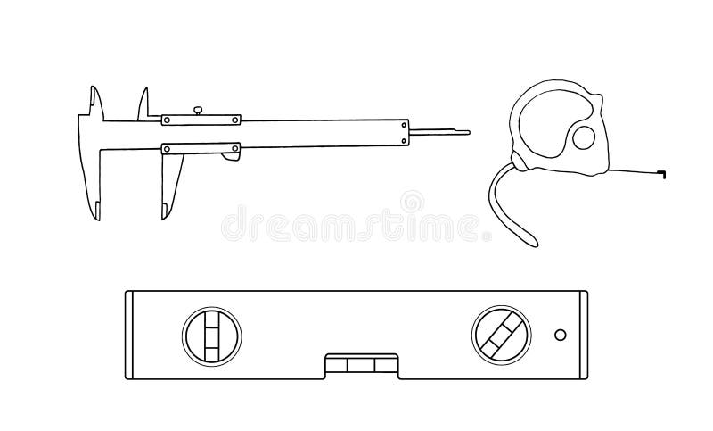 Measuring Tools White Simple Line Icons Stock Illustration ...