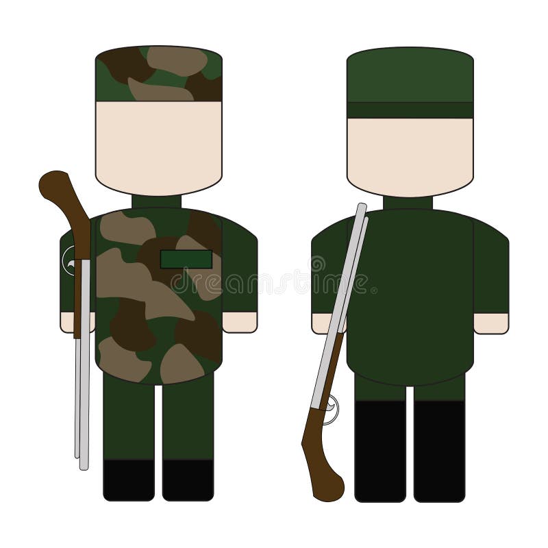 Set of Flat Simple Military Stock Vector - Illustration of army ...