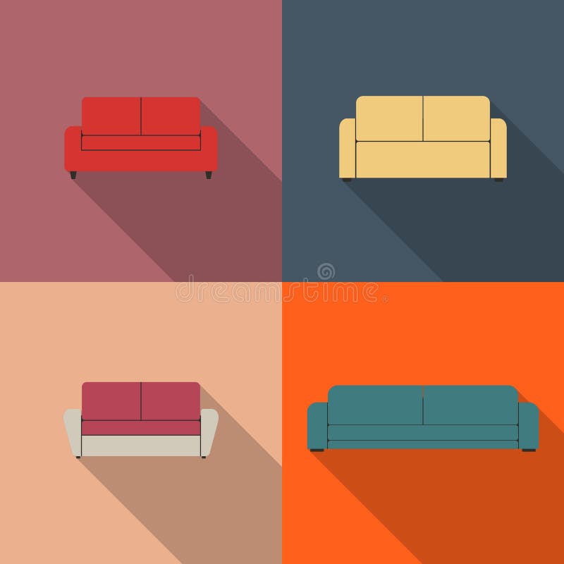 Set of Flat Sofa Icons, Vector Illustration. Stock Vector ...