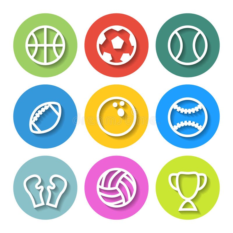 Set of Flat Sports Icons. Vector Stock Vector - Illustration of award ...