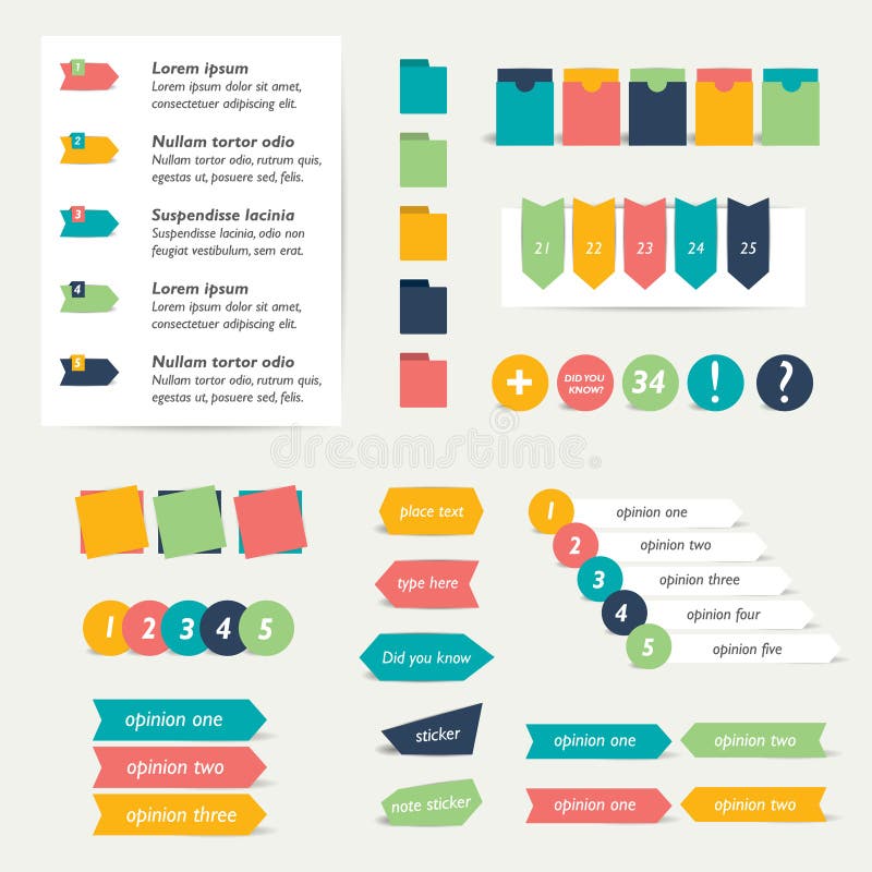 Set of Flat Sticker Banners. Stock Vector - Illustration of flat ...