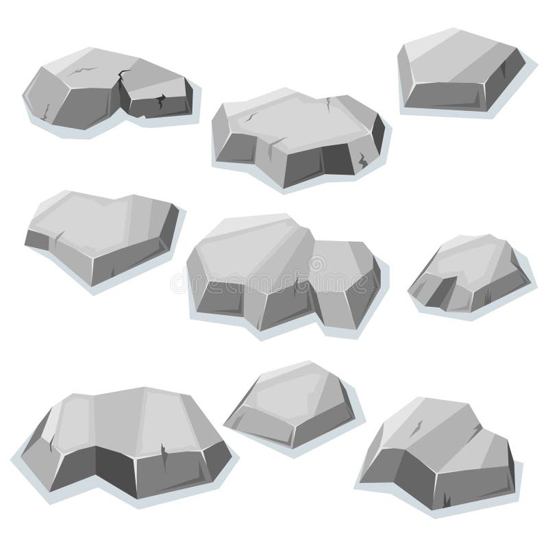 Set of Flat Stones for Game Design Stock Vector - Illustration of game ...