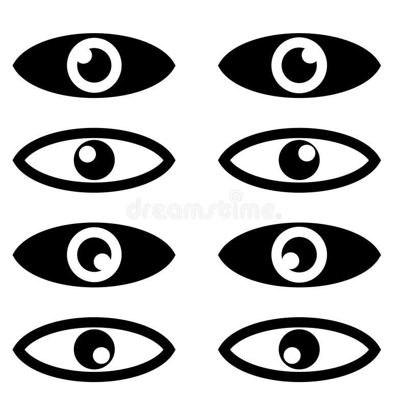 Set of Flat Style Eye Icons Vector Stock Vector - Illustration of ...