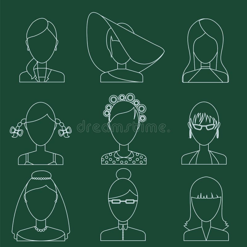 Set of Flat Style Female Characters Stock Vector - Illustration of ...