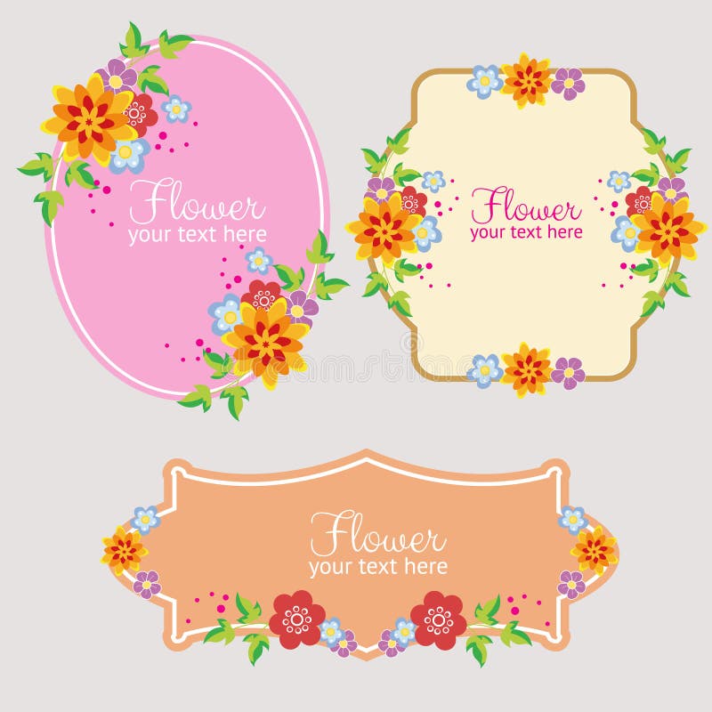 Set Flat Style Flower Label Stock Vector - Illustration of bouquet ...