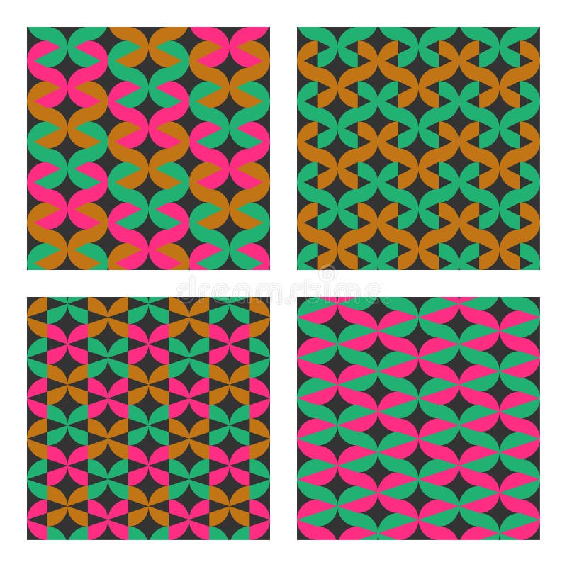 Set of Flat Style Geometric Seamless Patterns. Stock Vector ...