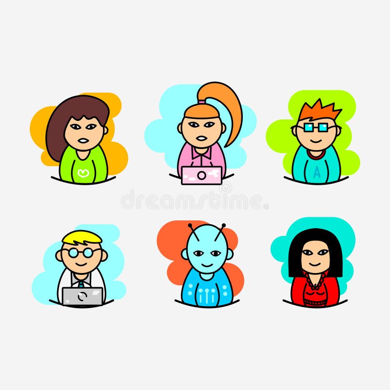 Set of Flat Style Male and Female Characters Stock Illustration ...