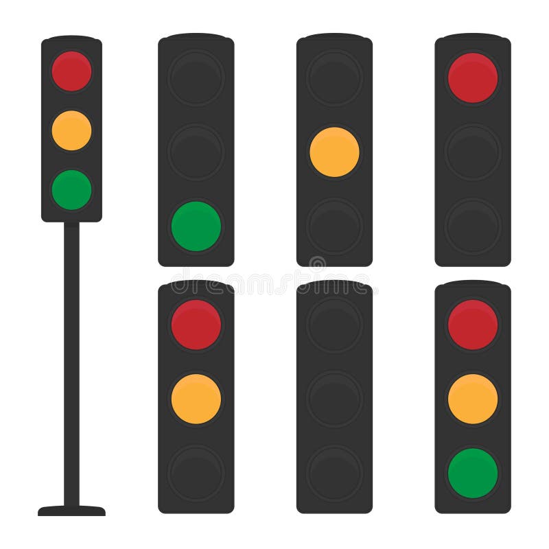 Set of Flat Style Traffic Lights Signalling Devices Stock Vector ...