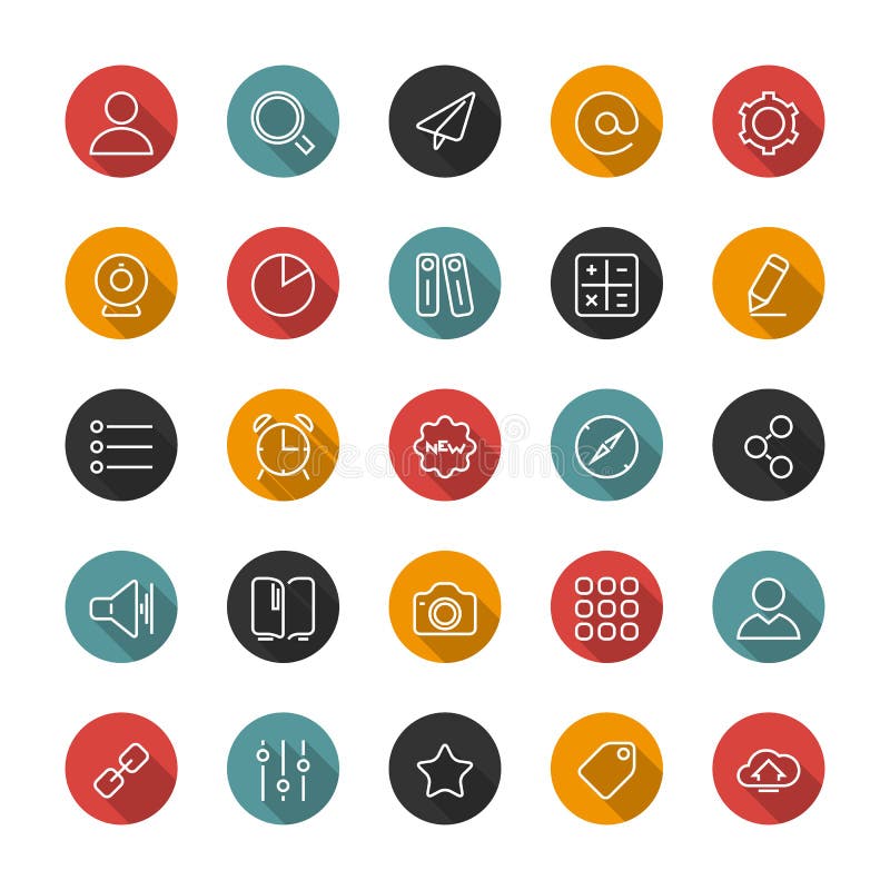 Round Flat App Icon Set stock vector. Illustration of modern - 43006746
