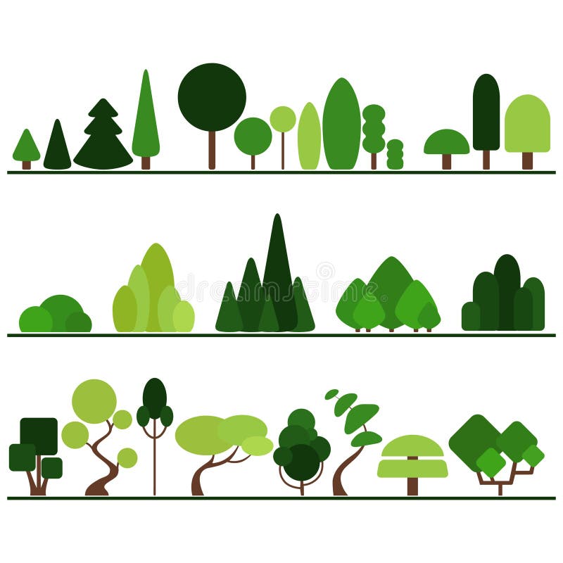 Set of Flat Icons Tree. Green Trees Icons Set Stock Vector ...
